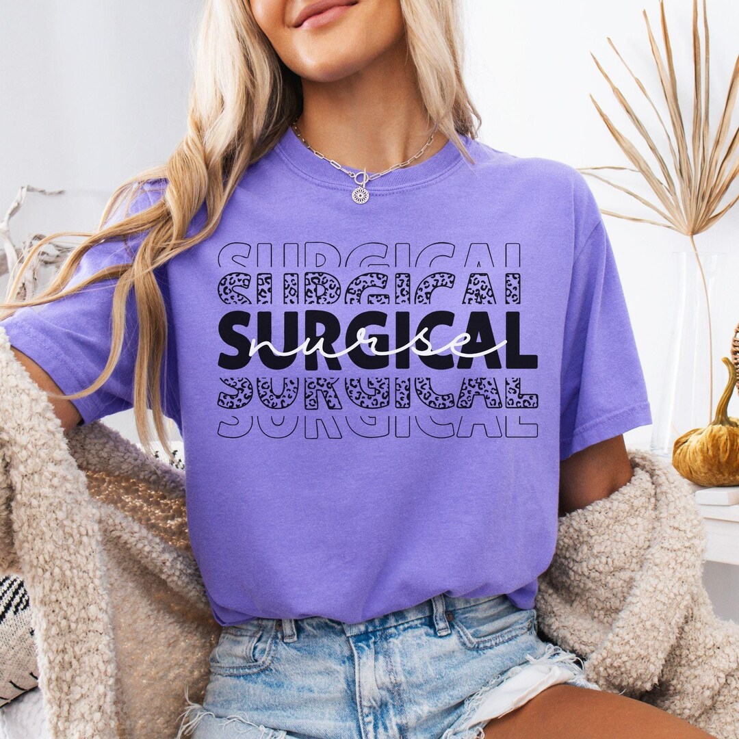 Surgical Nurse Shirt, Leopard Print Operating Room Nurse Comfort Colors ...