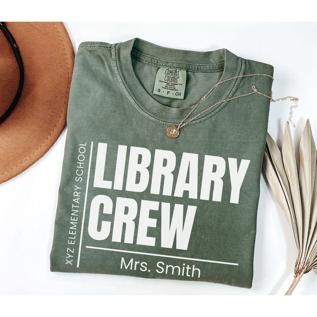 Personalized Library Crew Shirt, Comfort Colors® Librarian Tshirt ...