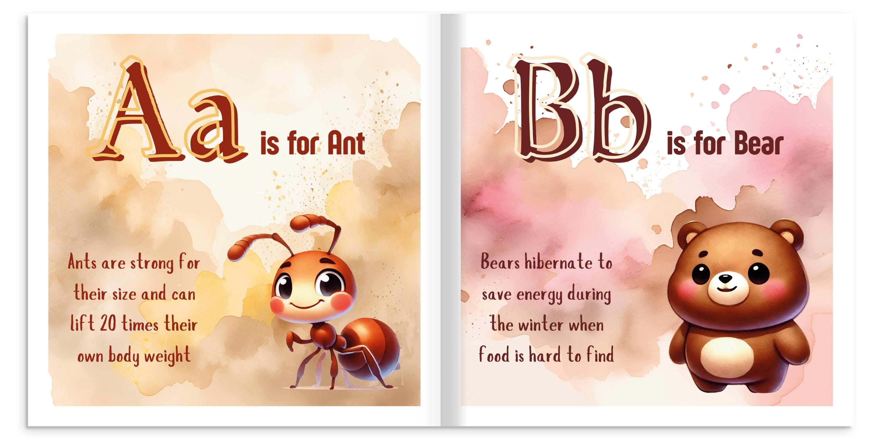 Personalized Animal ABC Alphabet Book Learn A-Z With Fun Animal Facts ...