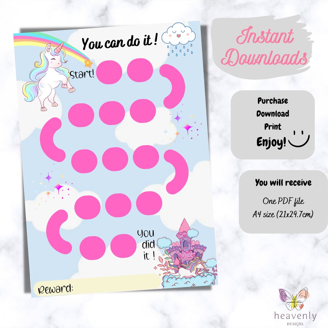 Unicorn Reward Chart Rainbow Printable Reward Chart Potty - Etsy