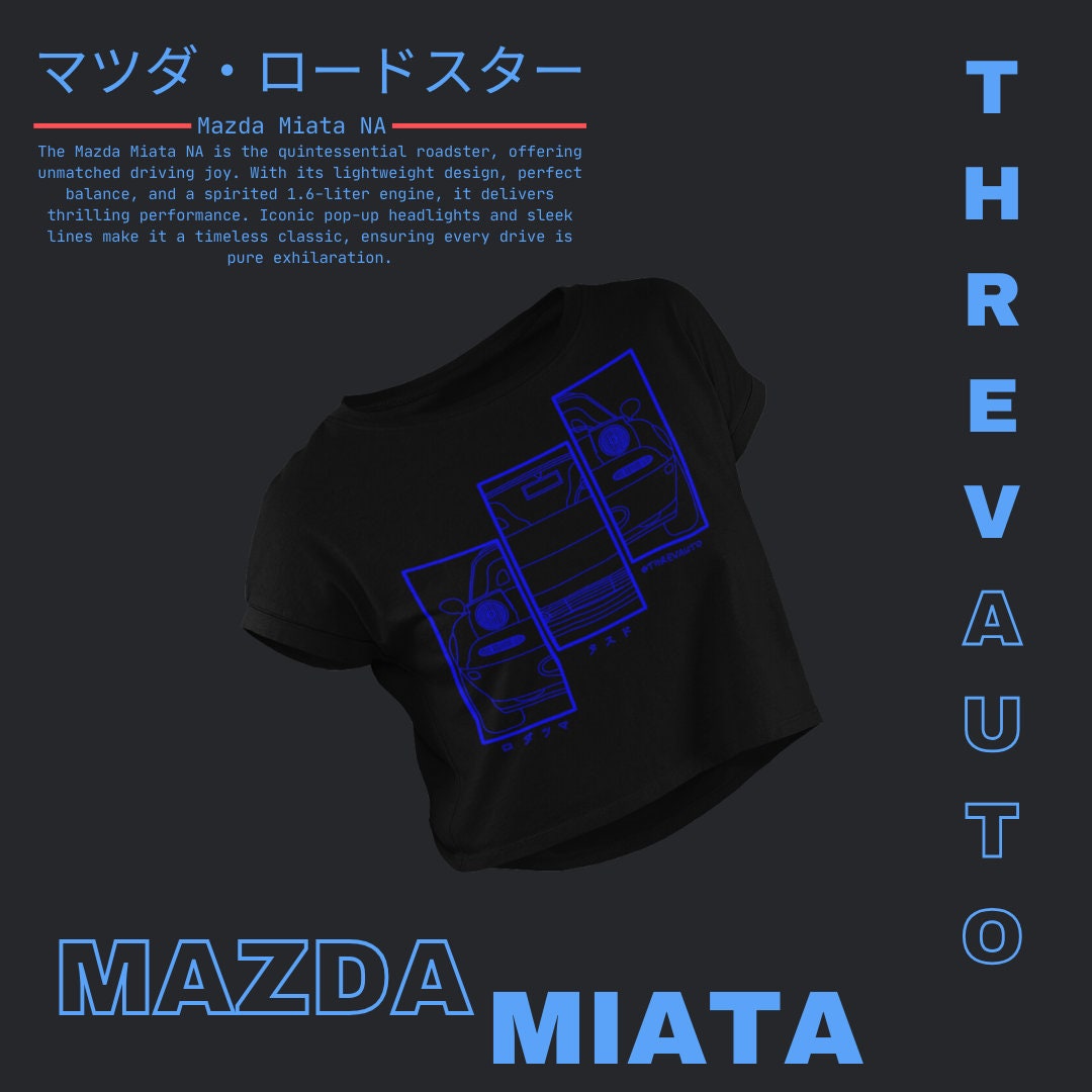 Mazda Miata MX-5 Crop Top - Classic Roadster Vintage Style Graphic Tee ...