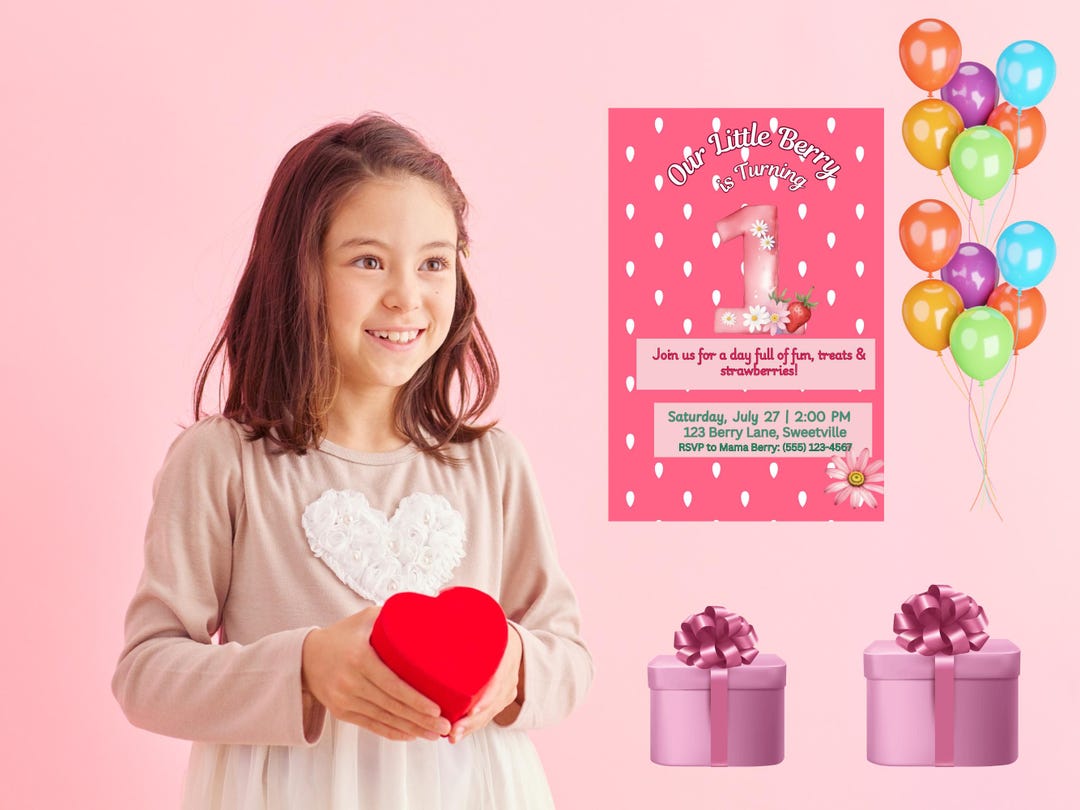 OUR LITTLE BERRY is Turning One Invitation, Berry Party for Girls All ...