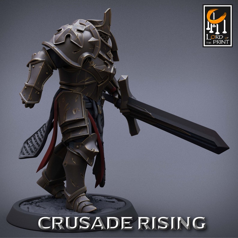 Templar Sword Wielder Crusade Rising 3D Resin Printed 32mm Scale Lord ...