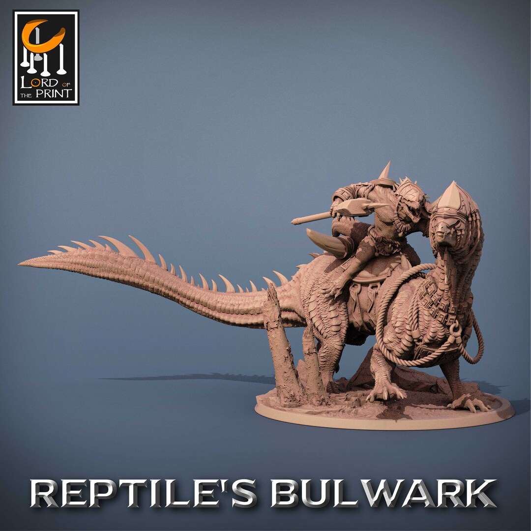 Mounted Lizardman Running | Reptiles Bulwark | 3D Resin Printed | 32mm ...
