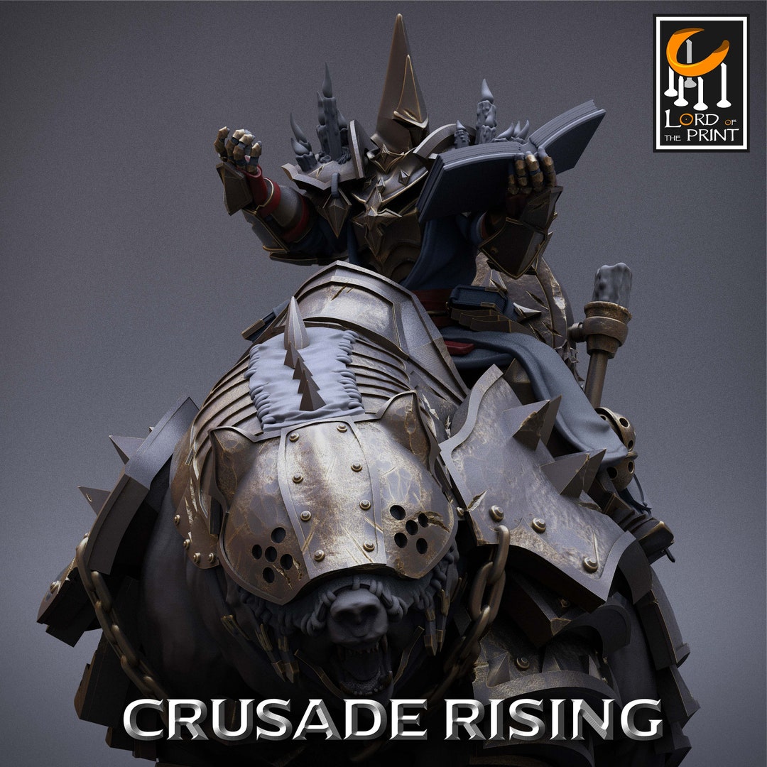 Templar Mounted Priest Crusade Rising 3D Resin Printed 32mm Scale Lord ...