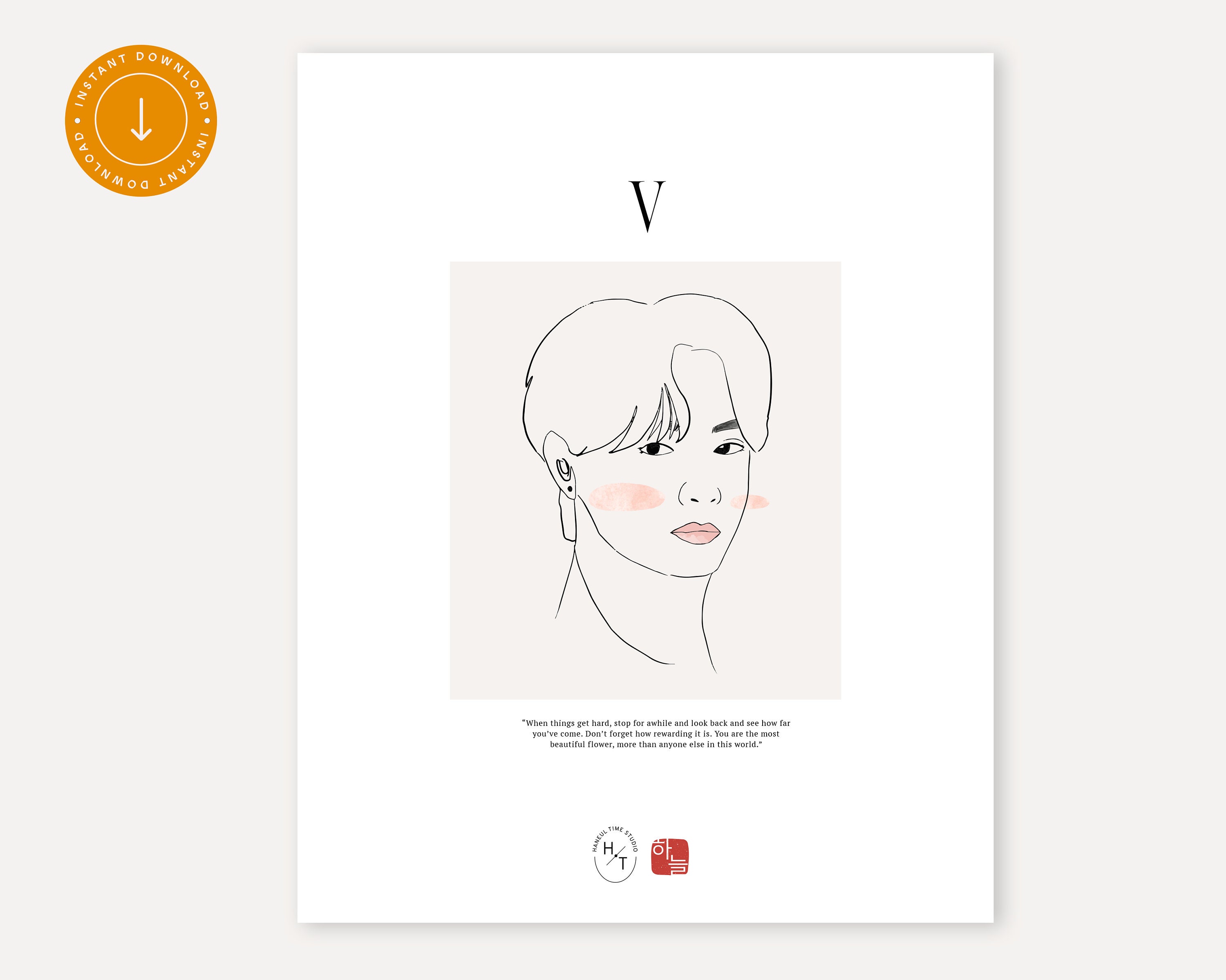 BTS V Digital Poster Instant Download, Aesthetic, Minimalistic, Modern ...