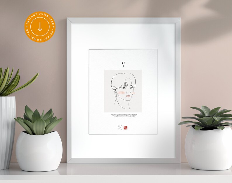 Bts V Digital Poster Instant Download Aesthetic Minimalistic Modern Quotes Etsy