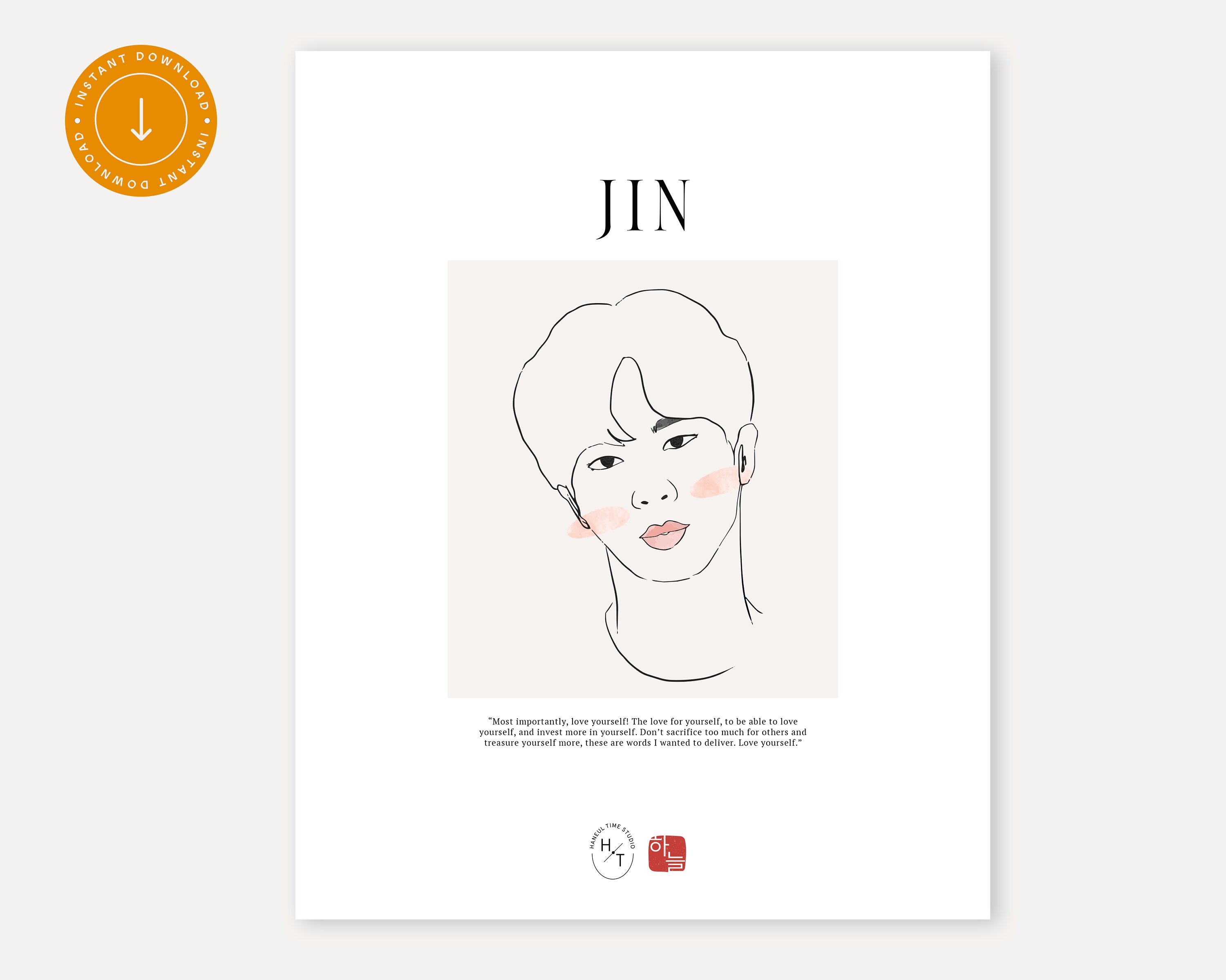BTS Jin Digital Poster | Instant Download, Aesthetic, Minimalistic ...