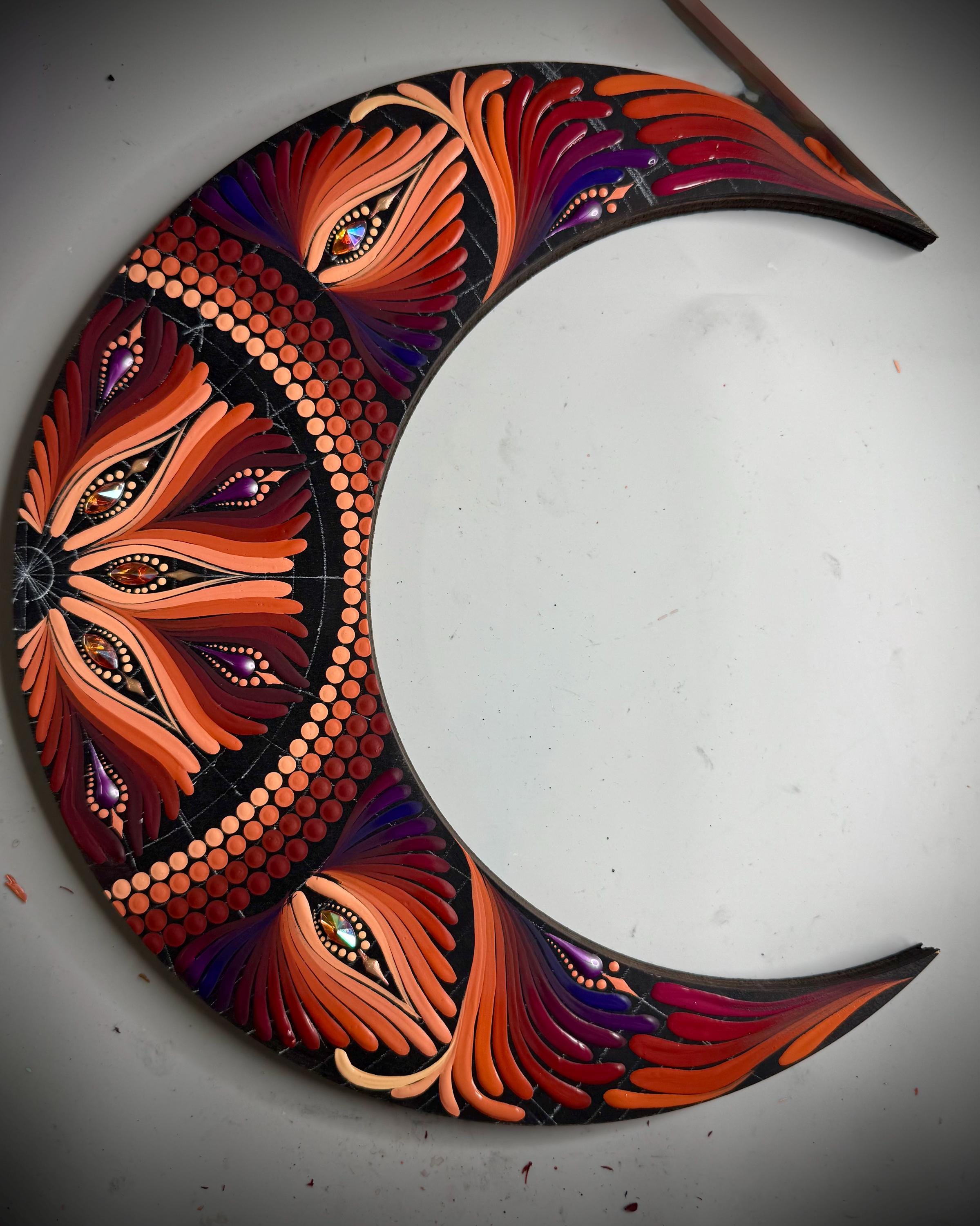 Celestial Mandala Moons – Hand-painted Wall Art | Desert Sunset Palette ...