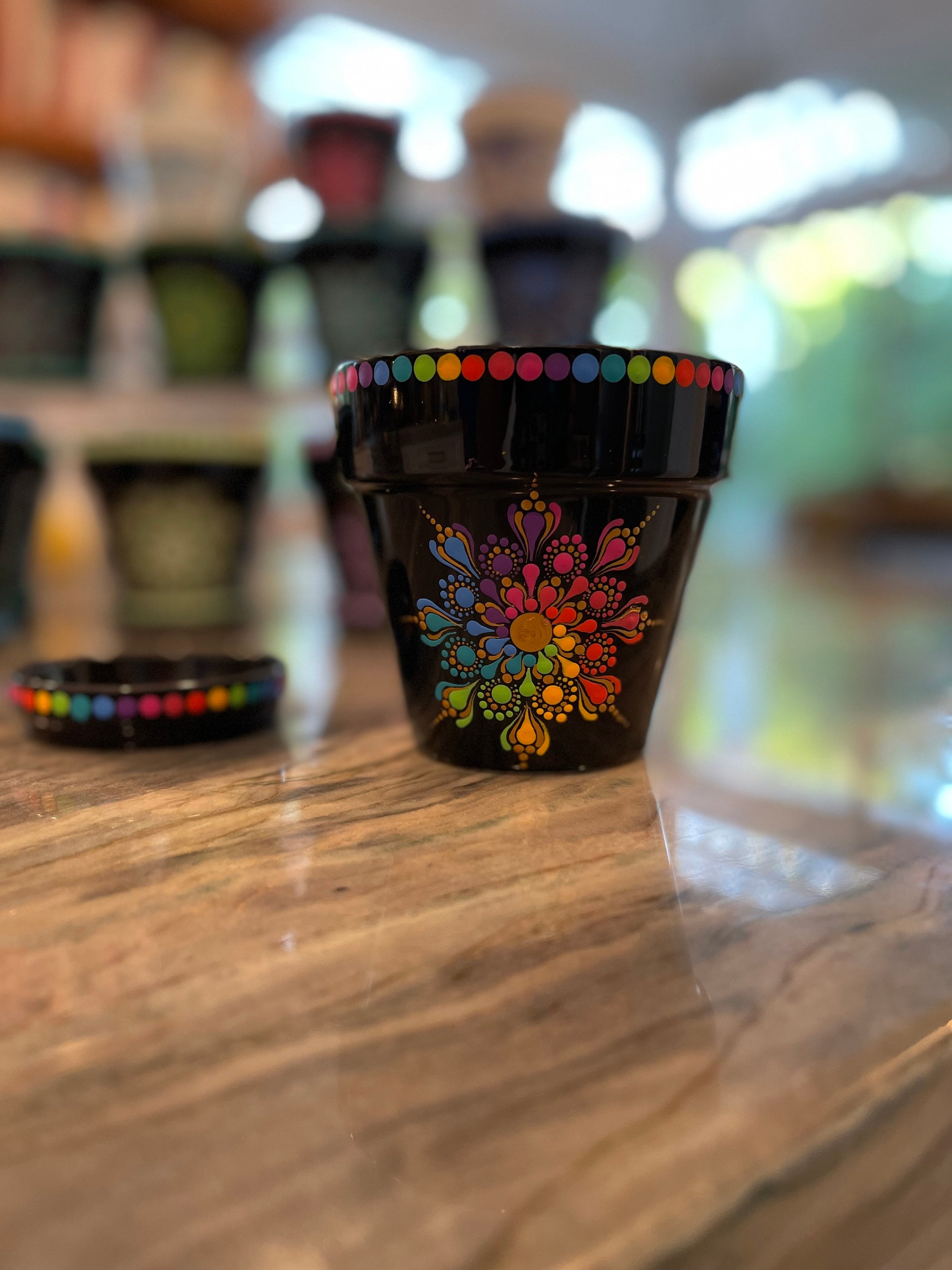 Rainbow Handpainted Mandala Pot - Etsy