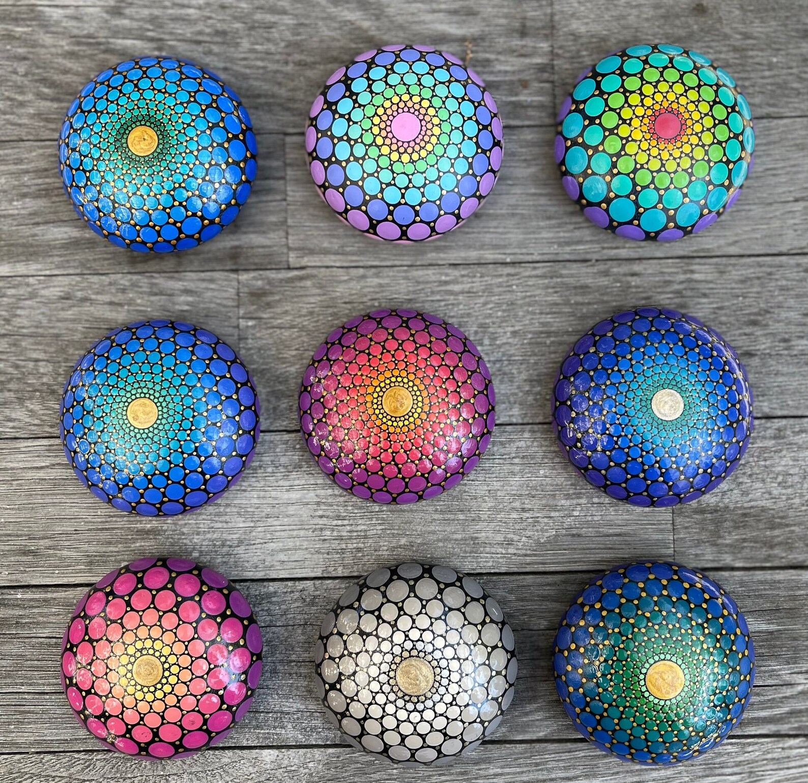 Two-inch Cute Mandala Stones in Sacred Geometry Patterns - Meditative ...