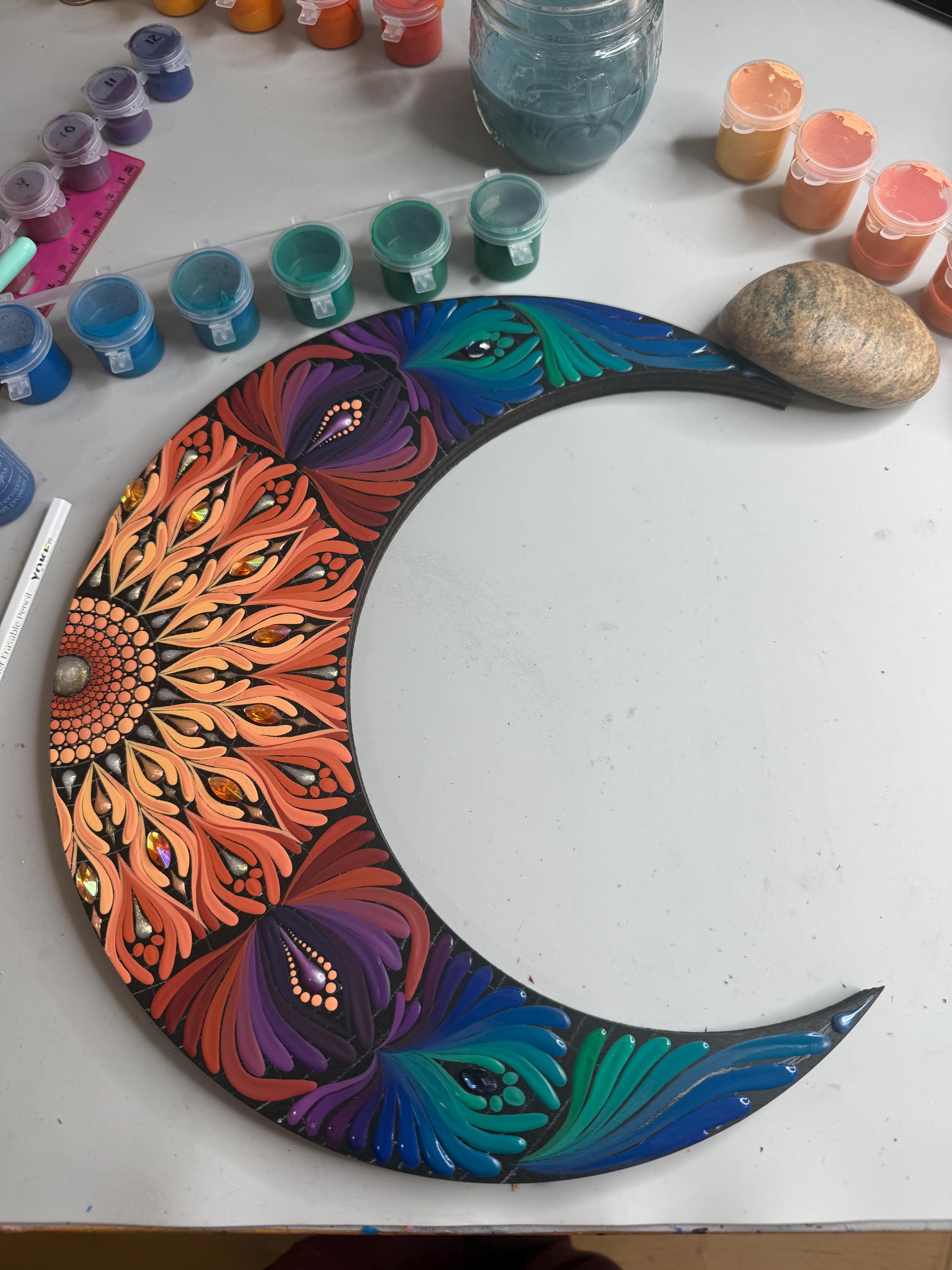Celestial Mandala Moons – Hand-painted Wall Art | Desert Sunset Palette ...