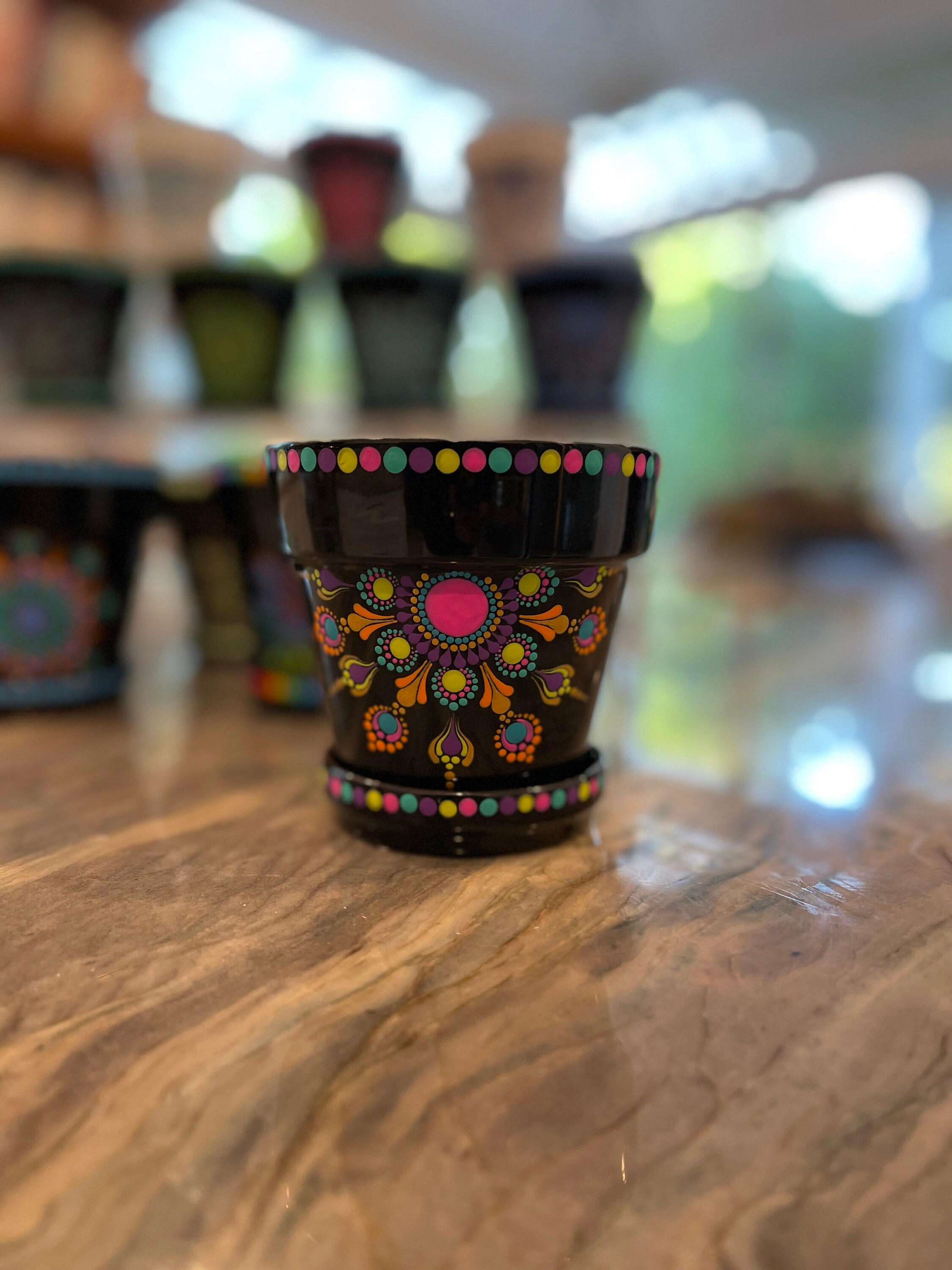 Rainbow Handpainted Mandala Pot - Etsy