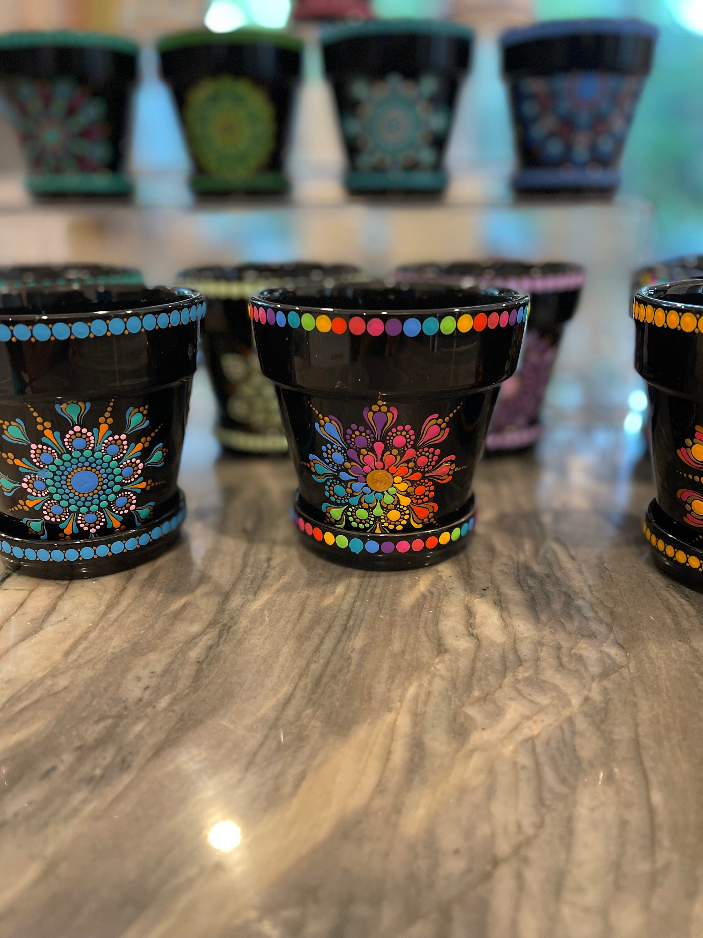 Rainbow Handpainted Mandala Pot - Etsy