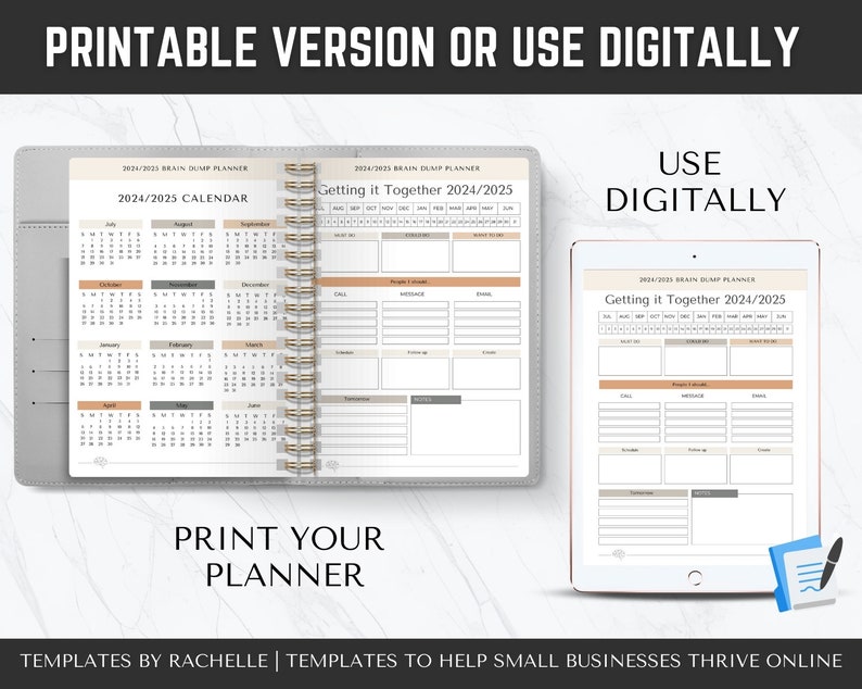 Brain Dump Planner, ADHD Daily Planner, Productivity, Priority Matrix ...