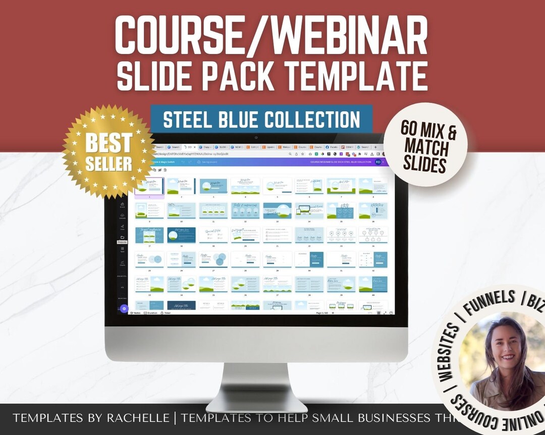 Course Slide Pack, Canva Slide Deck Template, Webinar Slide Template ...