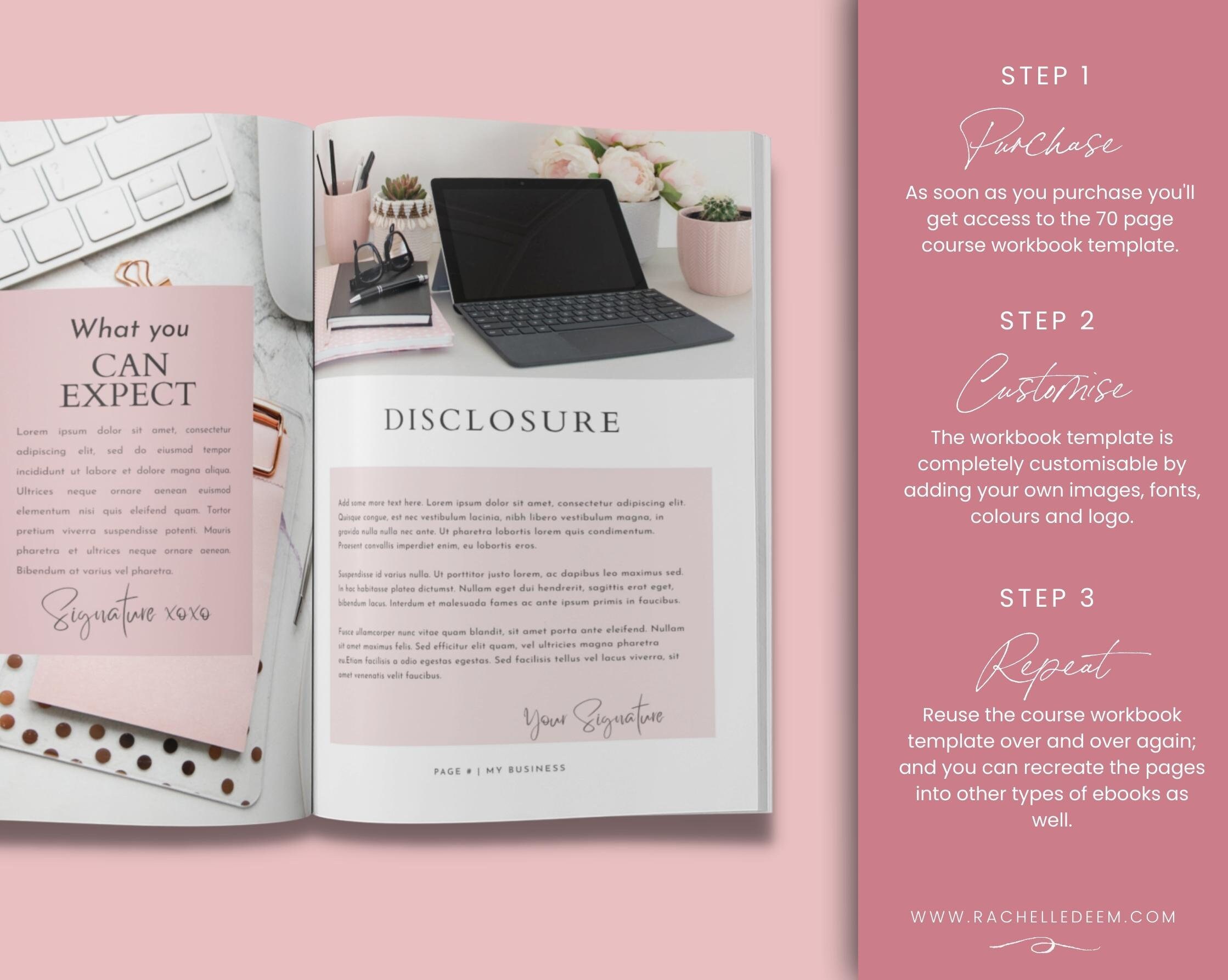 Course Workbook Template for Canva, Canva E-book Template, Workbook for ...