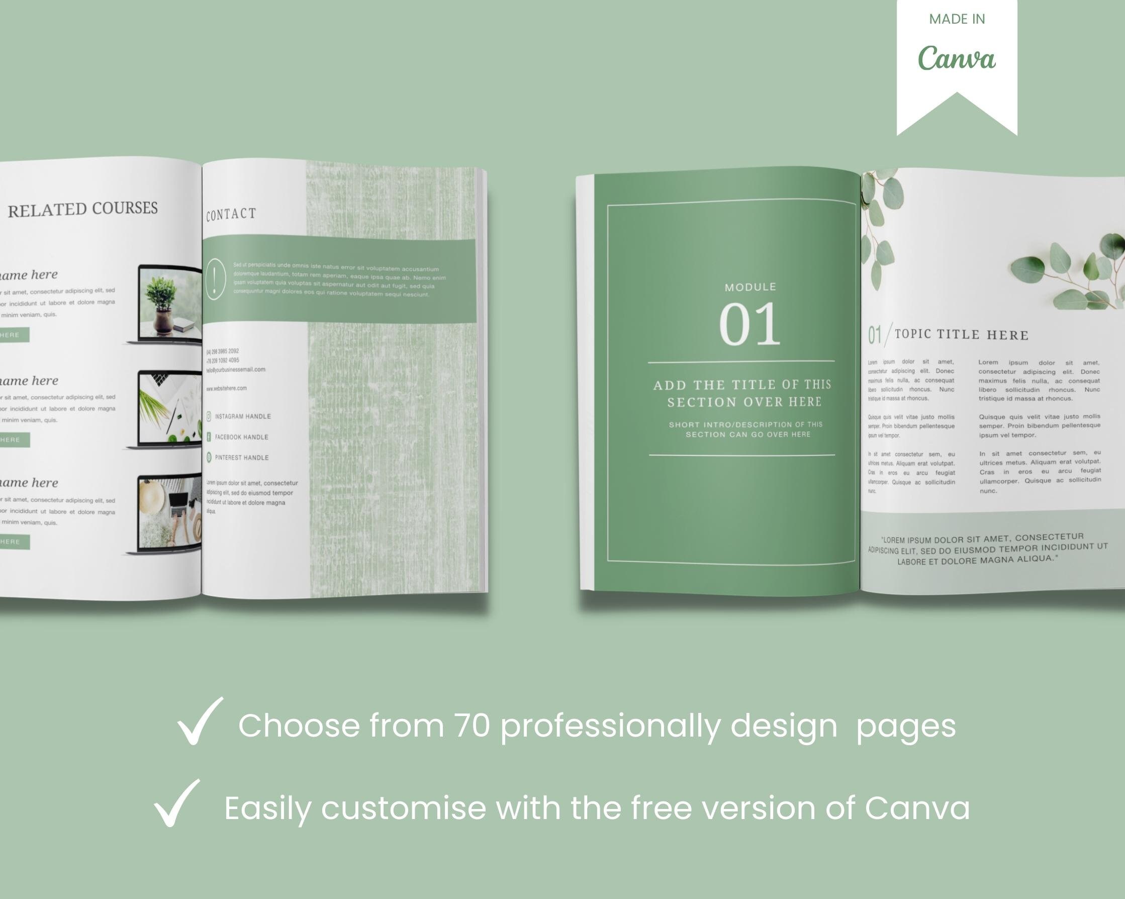 Course Workbook Template for Canva Canva E-book Template - Etsy