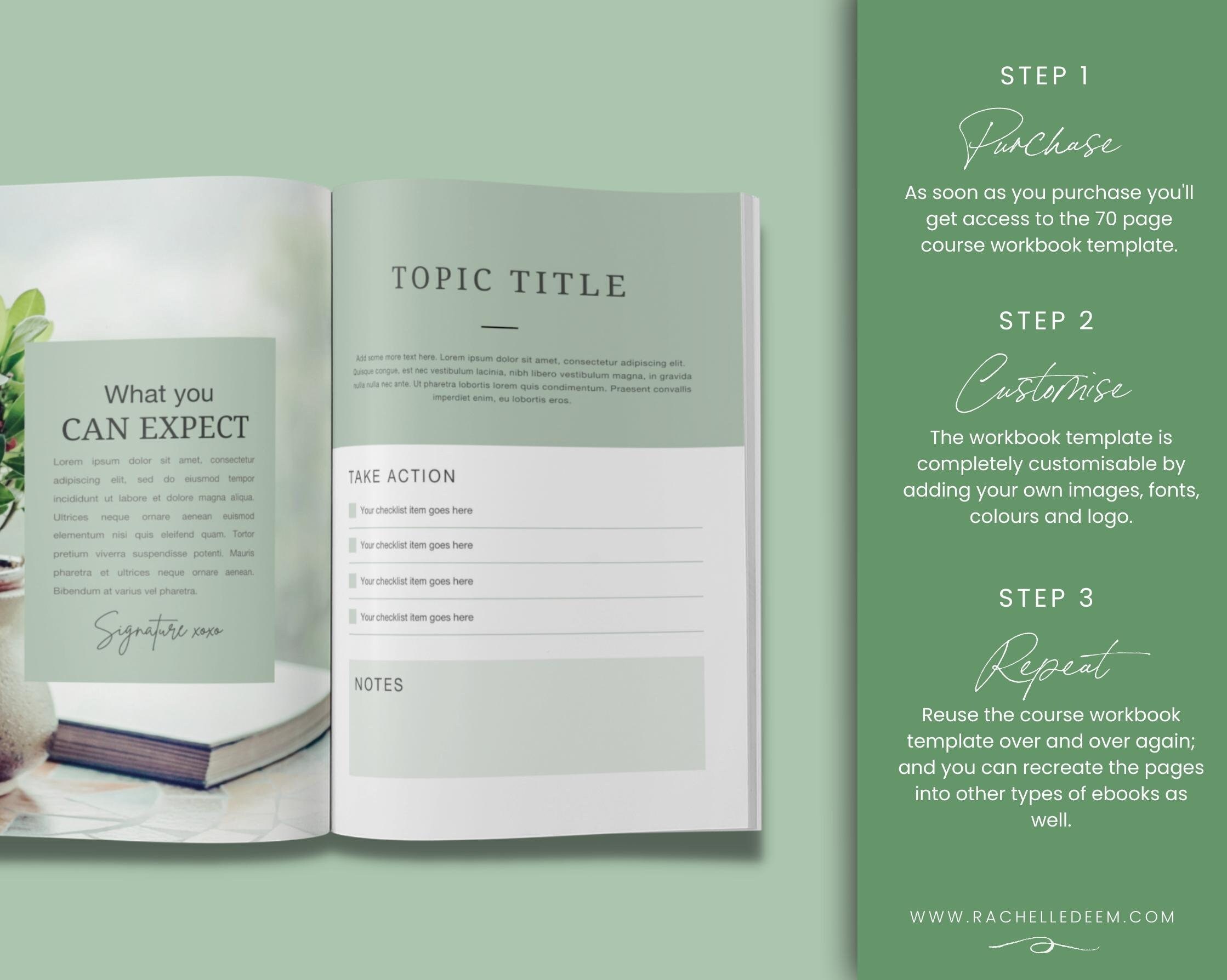 Course Workbook Template for Canva Canva E-book Template - Etsy