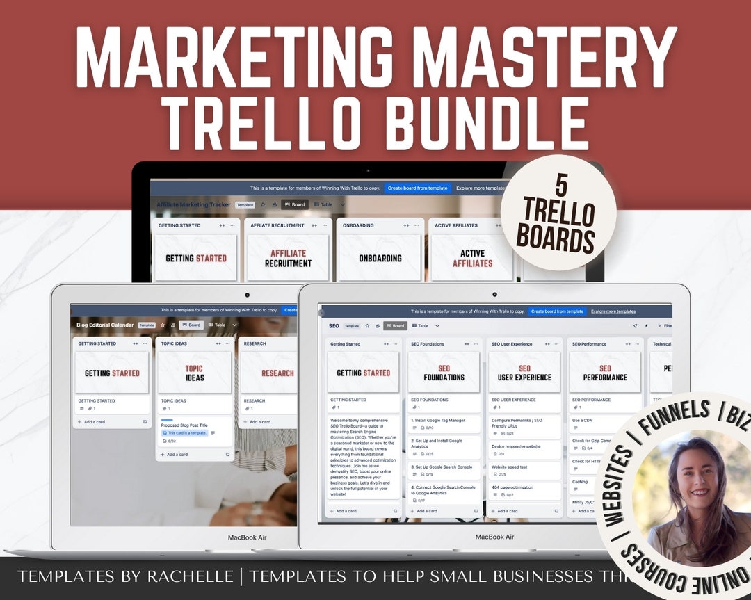 Marketing Mastery Trello Bundle, Trello Template, SEO Optimisation ...