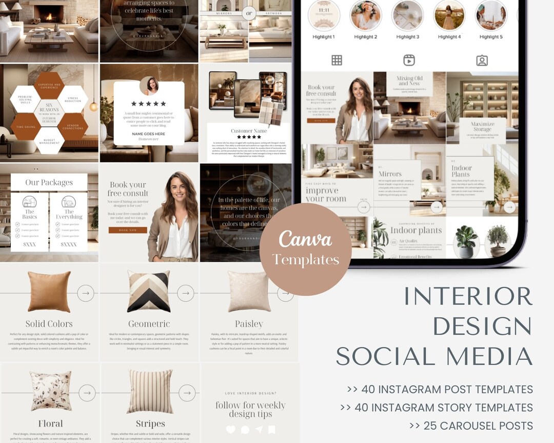 Interior Design Social Media Interior Design Canva Templates Interior ...