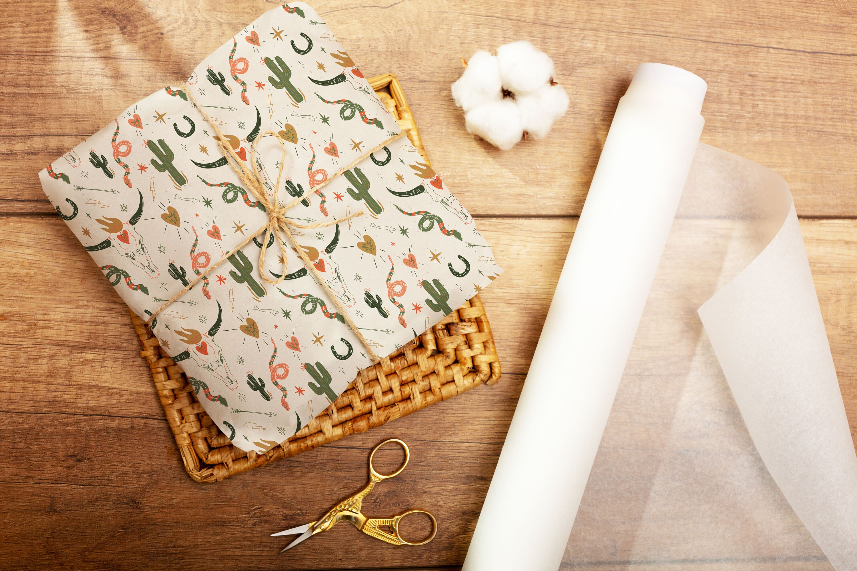 Boho Cowboy Wrapping Paper Western Gift Wrap Western Wrapping Paper ...