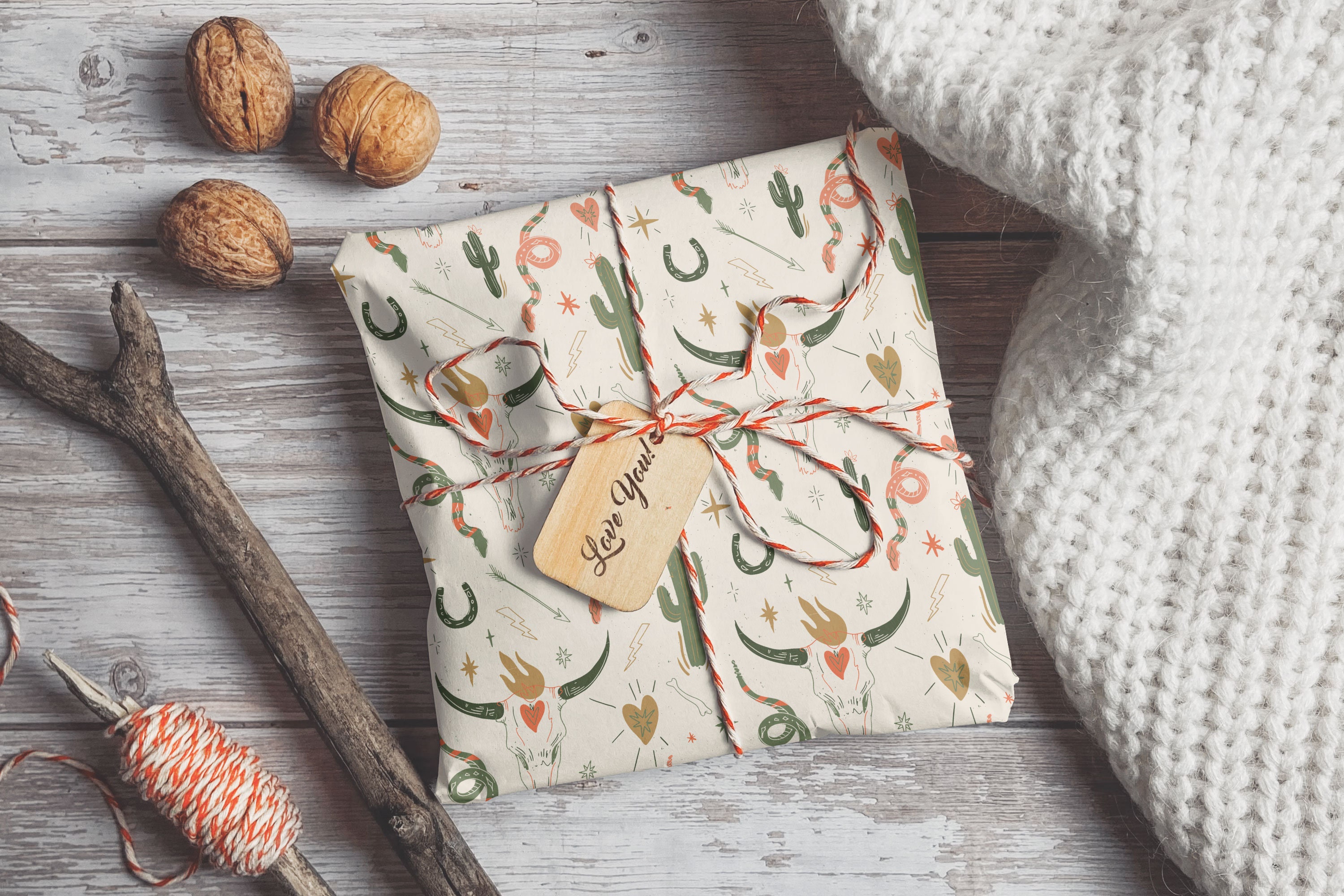 Boho Cowboy Wrapping Paper Western Gift Wrap Western Wrapping Paper ...