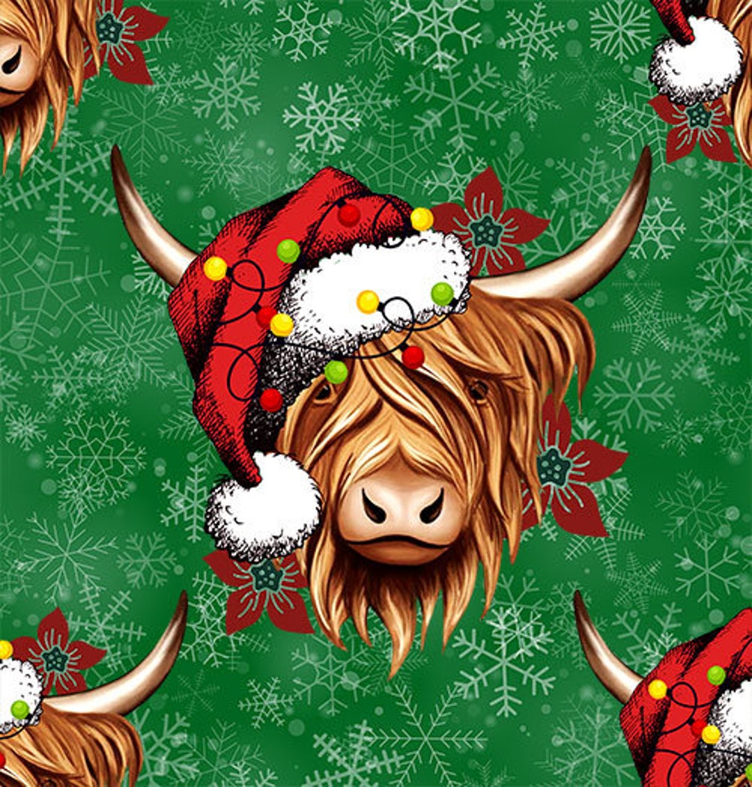 Christmas Highland Cow Wrapping Paper Roll, Baby Highland Cow Gift Wrap ...