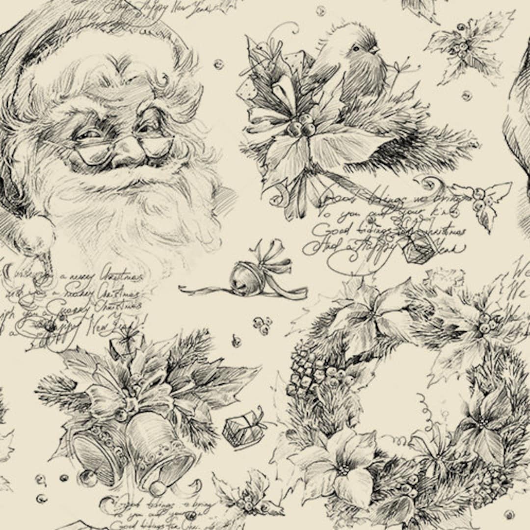 Retro Santa Christmas Wrapping Paper, Vintage Retro Christmas Gift ...