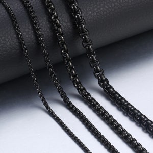 Box Link Necklace | Silver Box Link Chain | 14K Gold Necklace | Flat ...