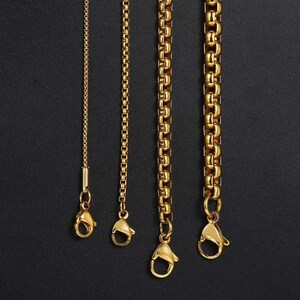 Box Link Necklace | Silver Box Link Chain | 14K Gold Necklace | Flat ...