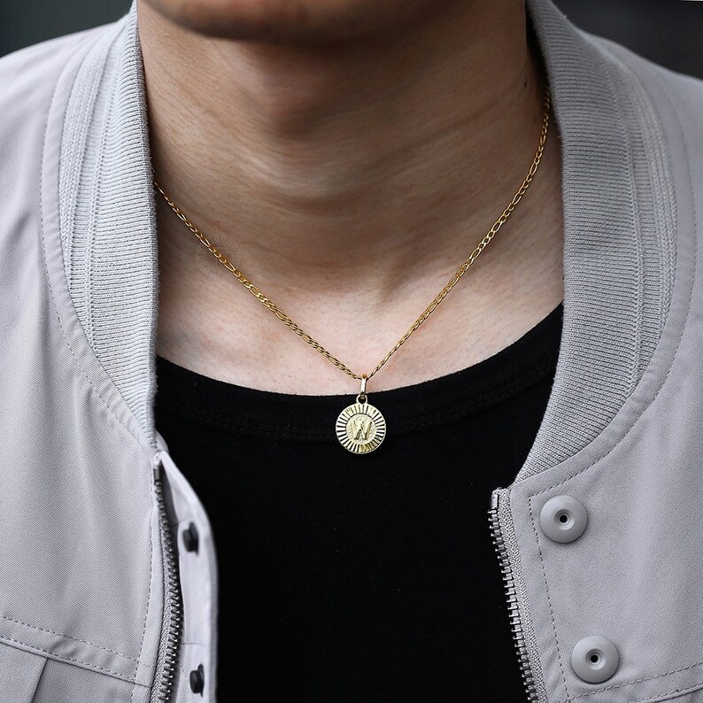 Gold Filled Initial Necklace Round Alphabet Medallion - Etsy