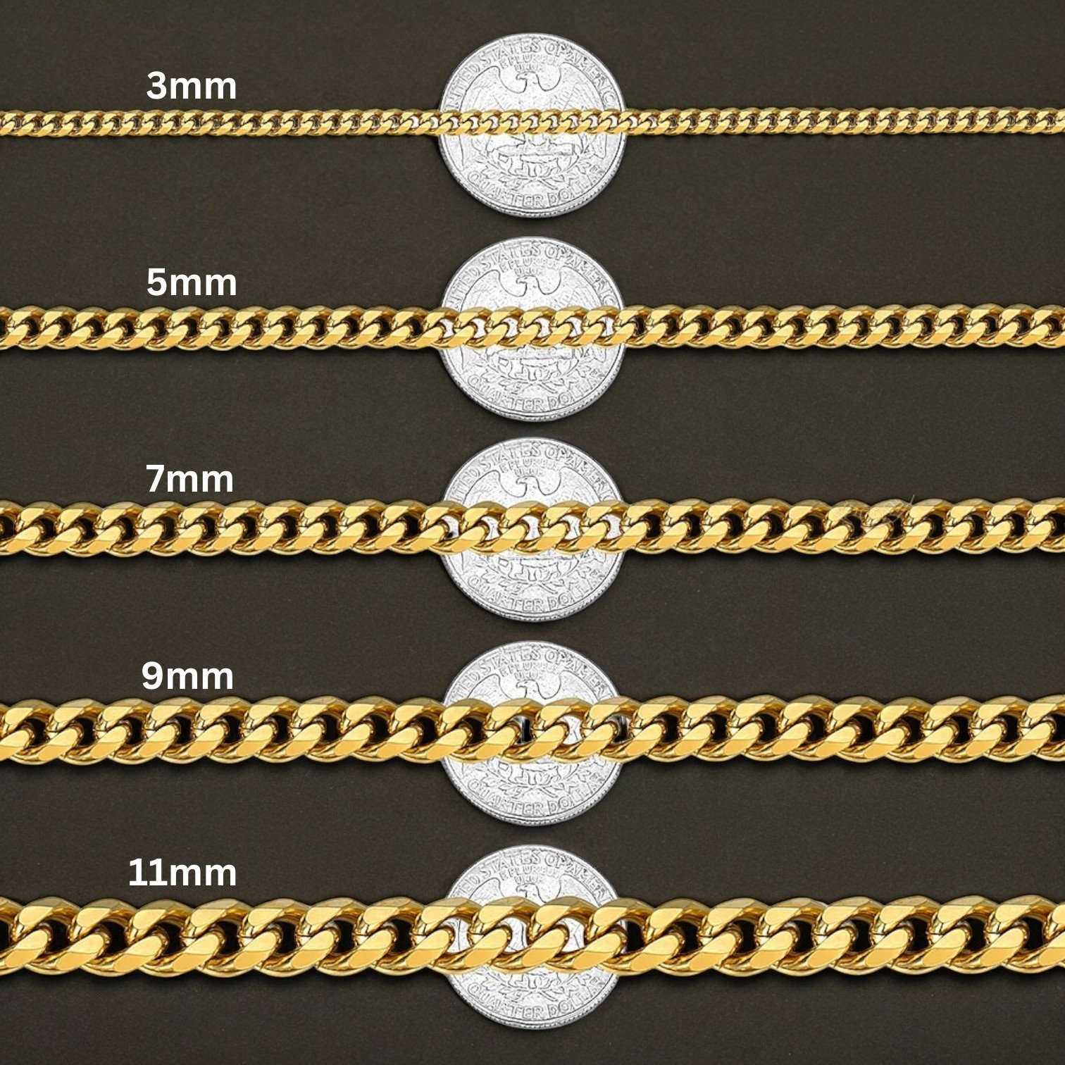 18K Gold Cuban Link Chain: Stainless Steel, PVD Plated, Non Tarnish - Etsy