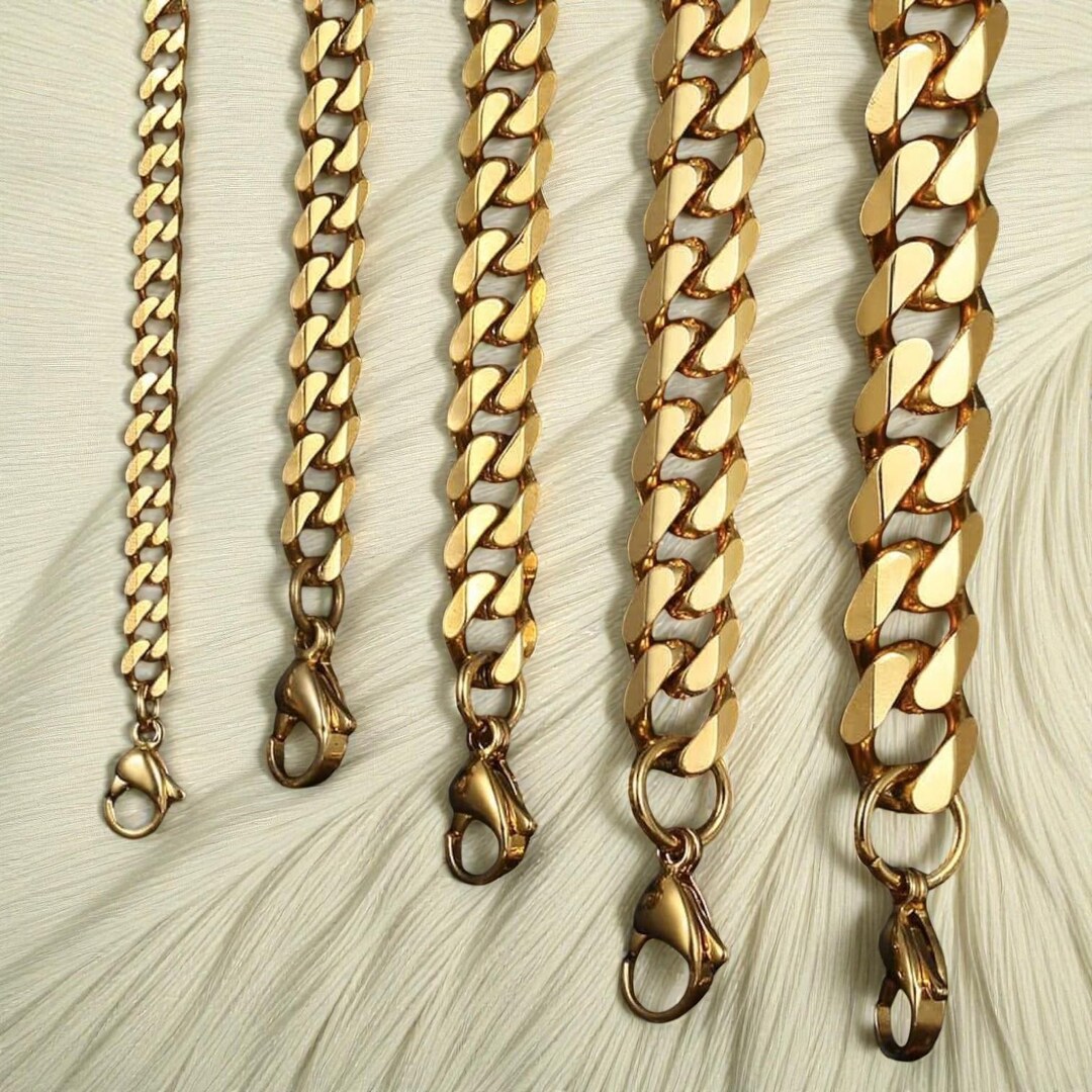 18K Gold Waterproof Cuban Link Chain Necklace - Etsy