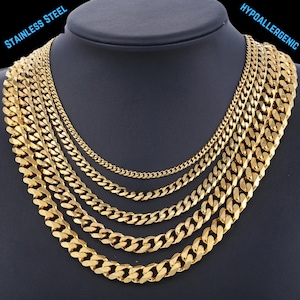 18K Gold Cuban Link Chain: Stainless Steel, PVD Plated, Non Tarnish - Etsy