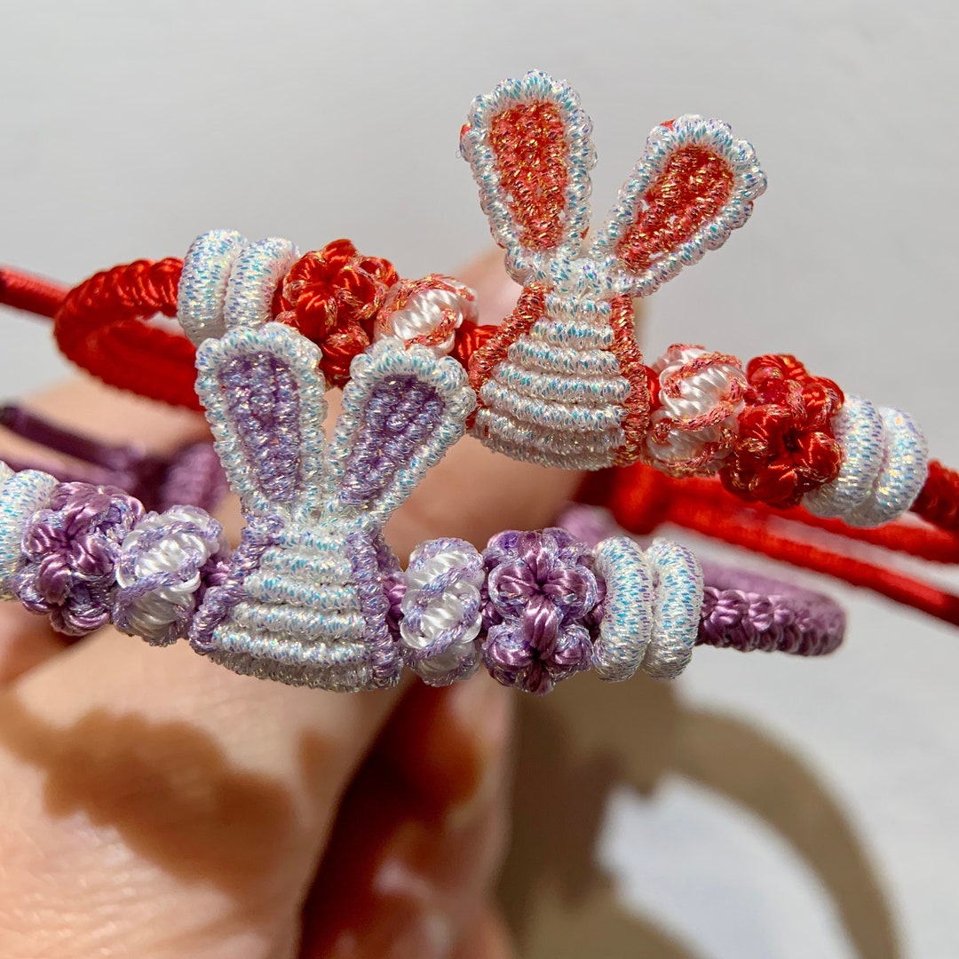 Customized Hand Woven Rabbit Bracelet - Hand Braided Bunny Bracelet ...