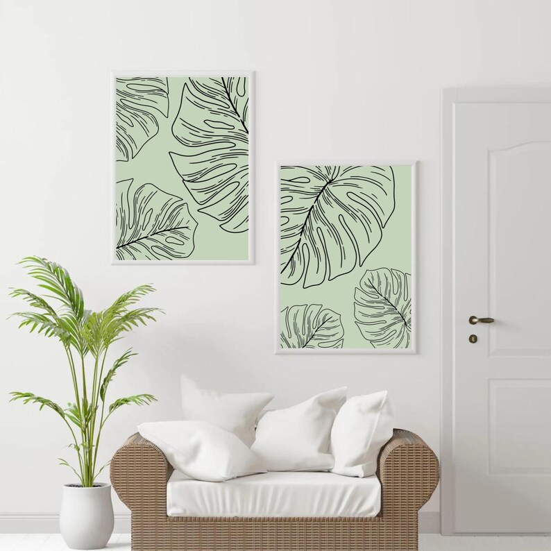 Set of 3 Positive Affirmation Wall Art, Green Leaves Wall Art ...