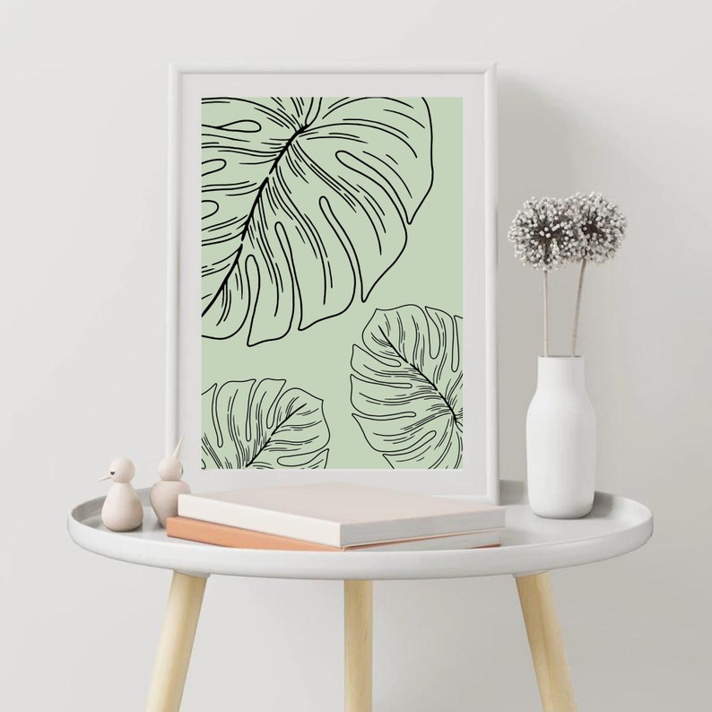 Set of 3 Positive Affirmation Wall Art, Green Leaves Wall Art ...