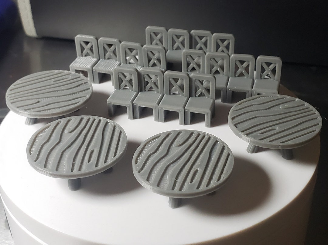 Miniature Wooden Table and Chairs Set, Rpg Miniatures, Dungeons and ...