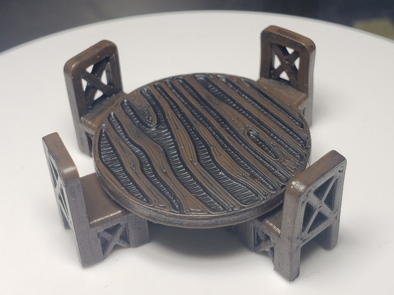 Miniature Wooden Table and Chairs Set, Rpg Miniatures, Dungeons and ...