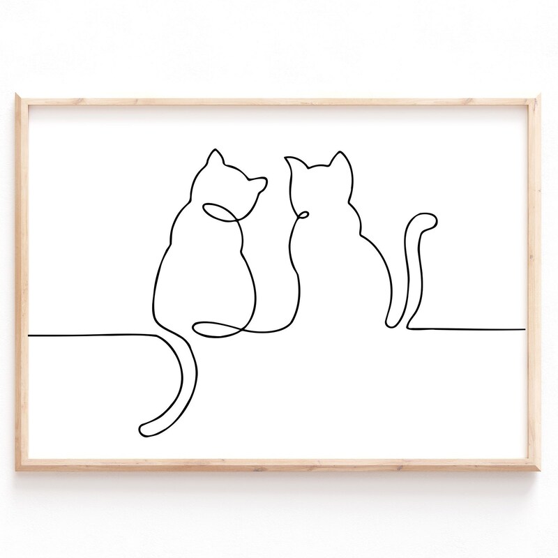 Line Drawing Cats - Etsy