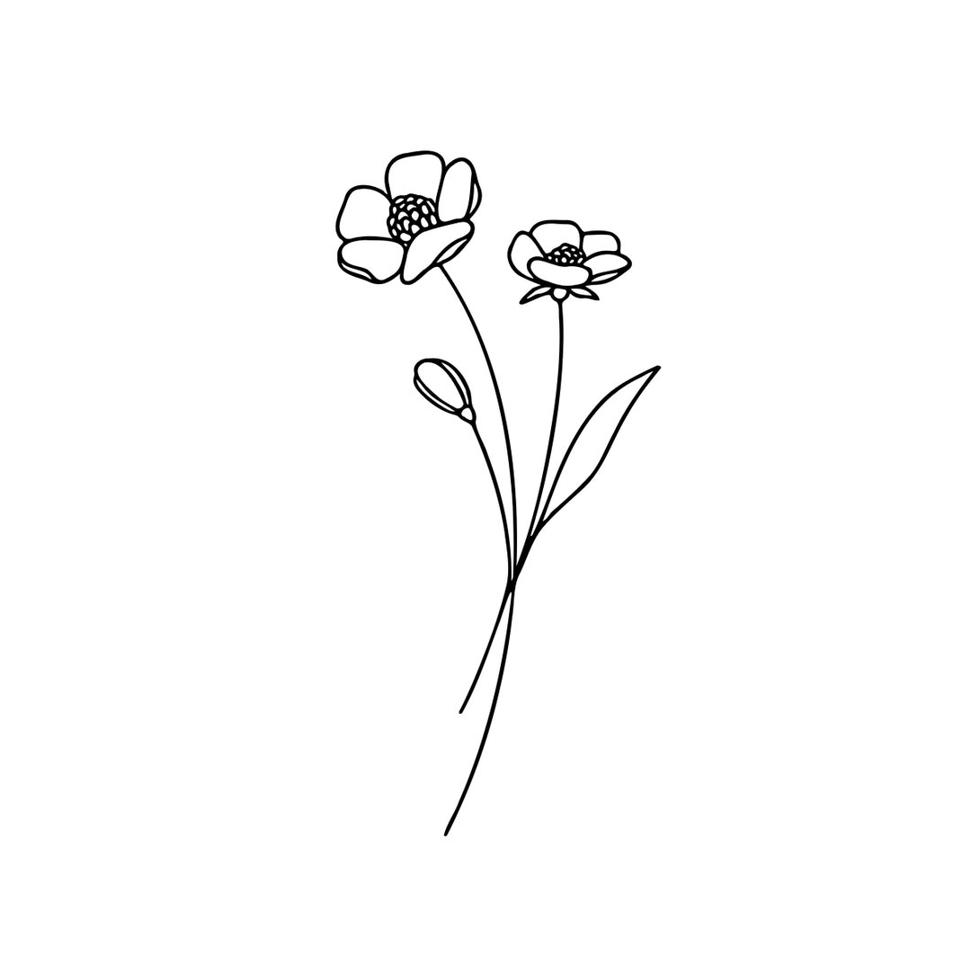 Ranunculus Tattoo Design Line Art, Small Tattoo Floral Design ...