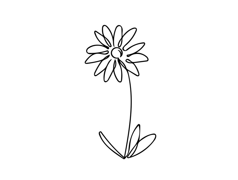 Daisy April Flower, Birth Flower Line Art Tattoo Drawing Design ...