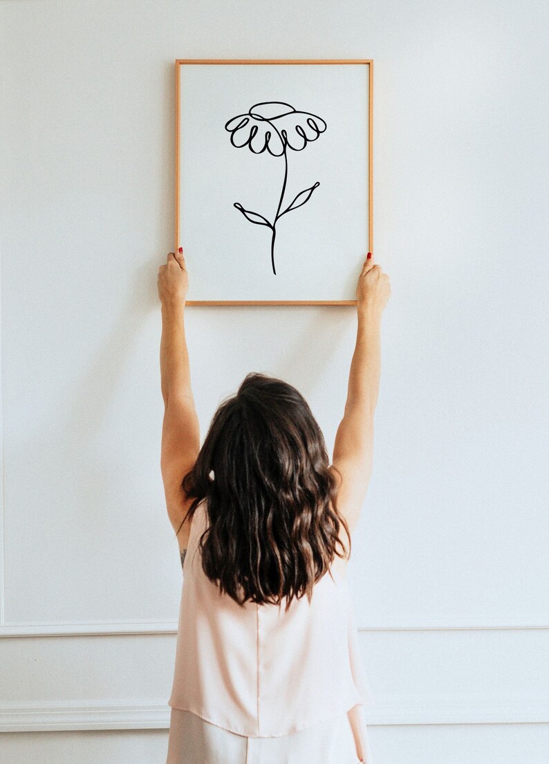 Daisy April Flower Birth Flower Line Art Print Instant - Etsy