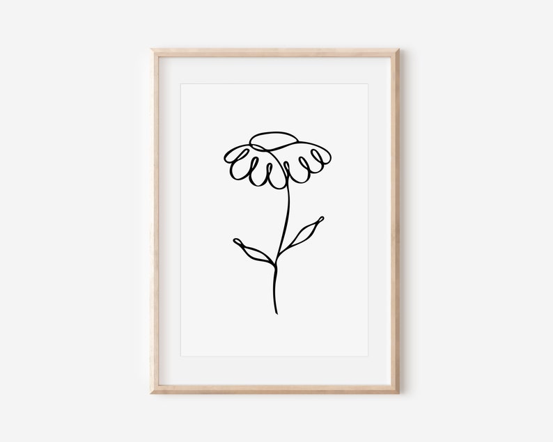 Daisy April Flower Birth Flower Line Art Print Instant - Etsy