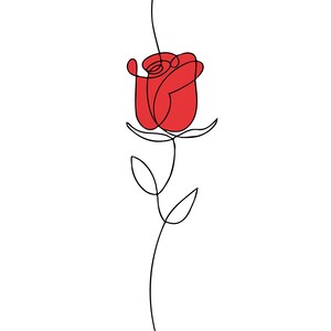 Red Rose Line Drawing Print, Abstract Floral Illustration Art ...