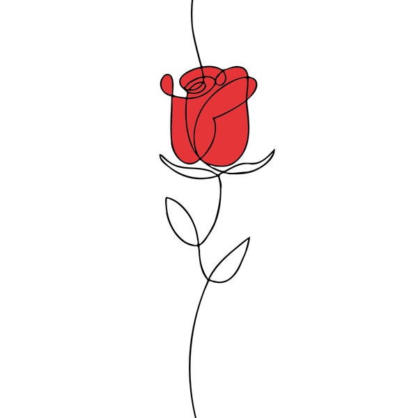 Rose Line Drawing - Etsy