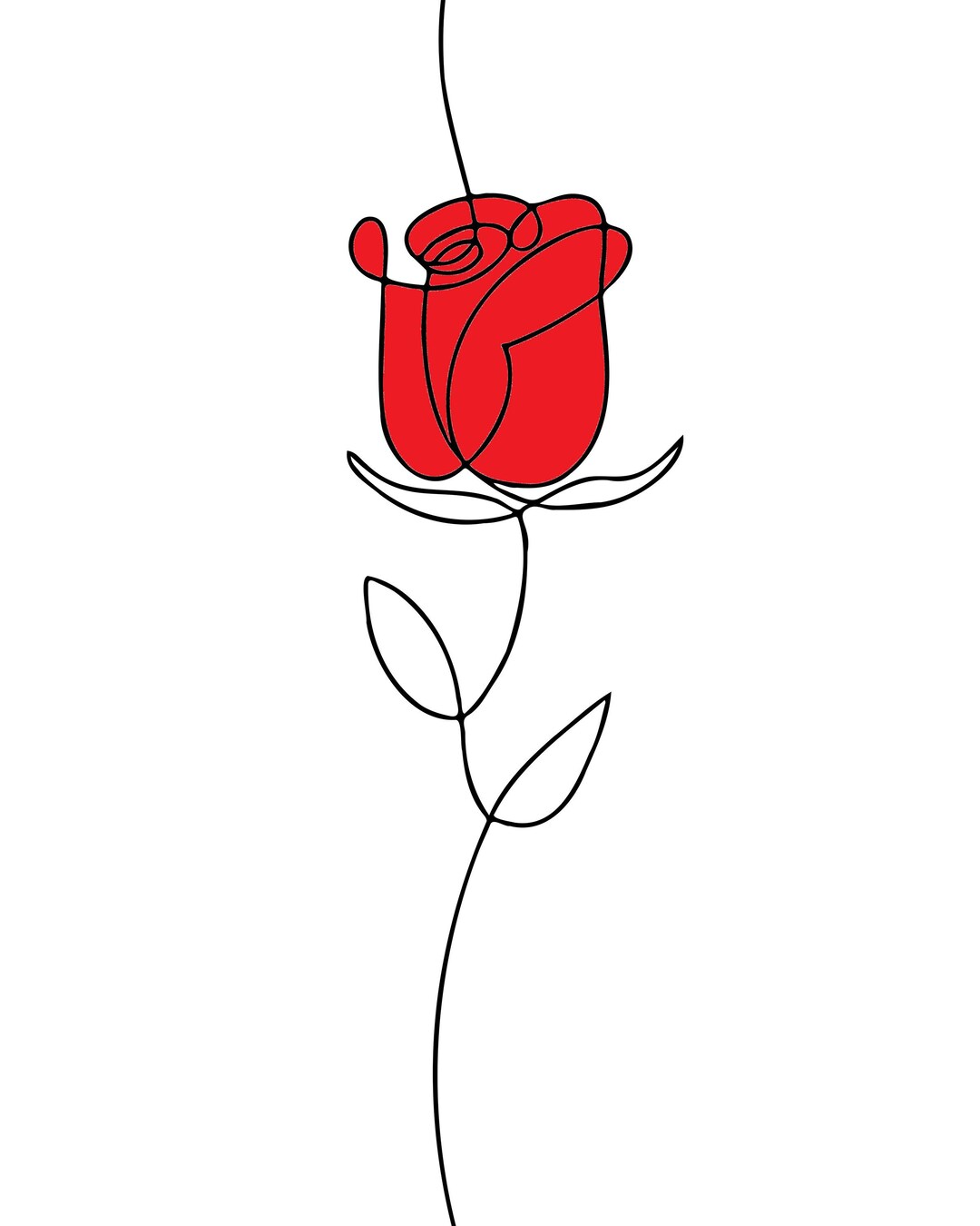 Red Rose Line Drawing Print Abstract Floral Illustration Art - Etsy