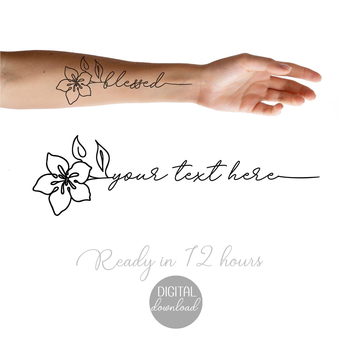 DIGITAL FILE Custom Azalea Tattoo With Text, Line Art Small Tattoo ...