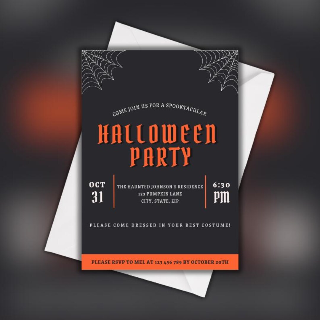 Editable Halloween Invitation Template | Halloween Party Invitation | Halloween Invitation ...